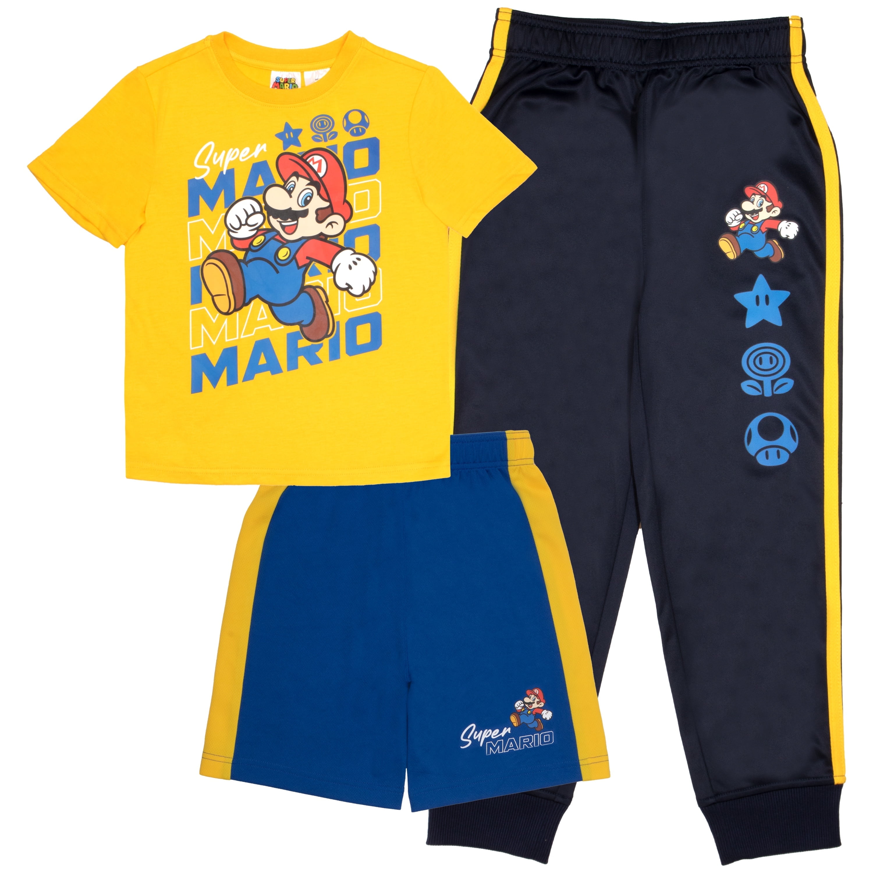 Nintendo Boy's Super Mario Print Short Sleeve T-Shirt Shorts Jogger ...