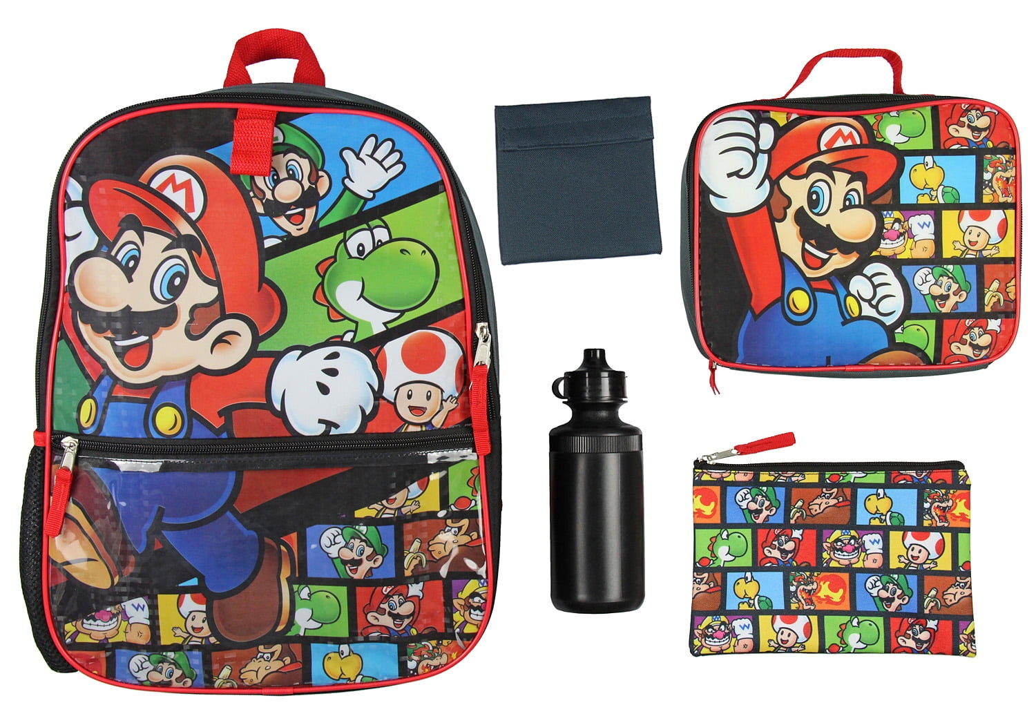Nintendo Backpack Super Mario 5 PC Shimmer Character 16" Lunch Box ...