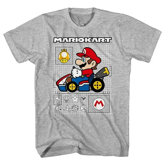 Nintendo Boys Mario Kart Shirt, Graphic Mario Kart T-shirt Heather – L ...