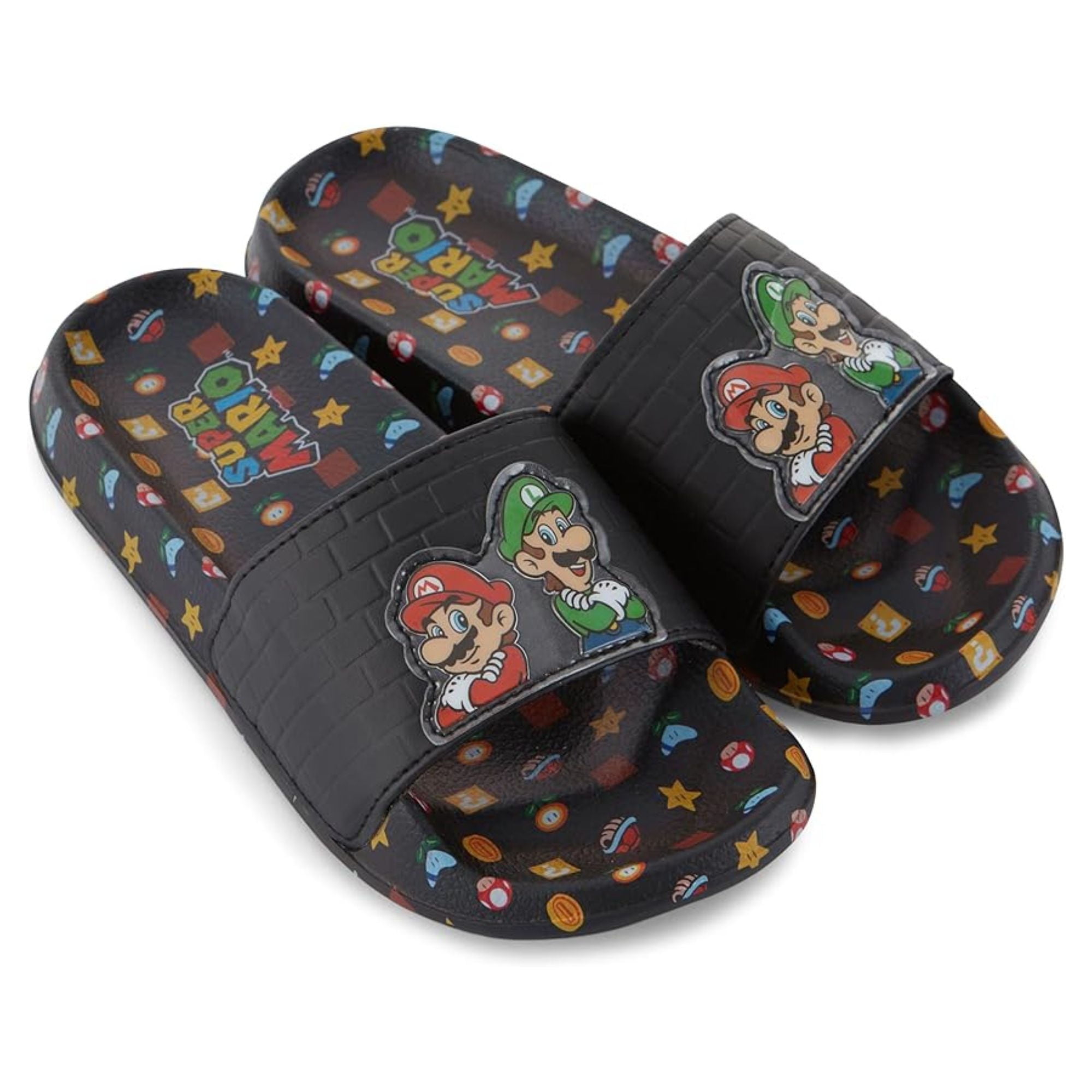 Nintendo Boys Mario Slide, Printed Super Mario and Luigi Slip-on ...
