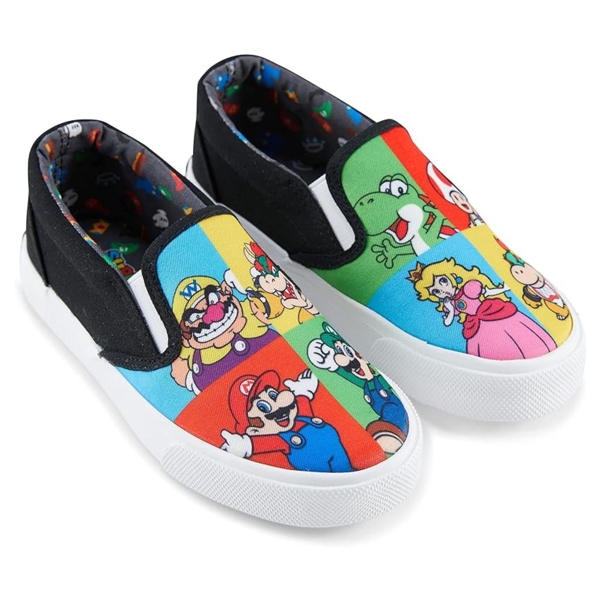 Nintendo Boys Mario Sneakers, Super Mario Luigi Slip On Canvas Shoes ...