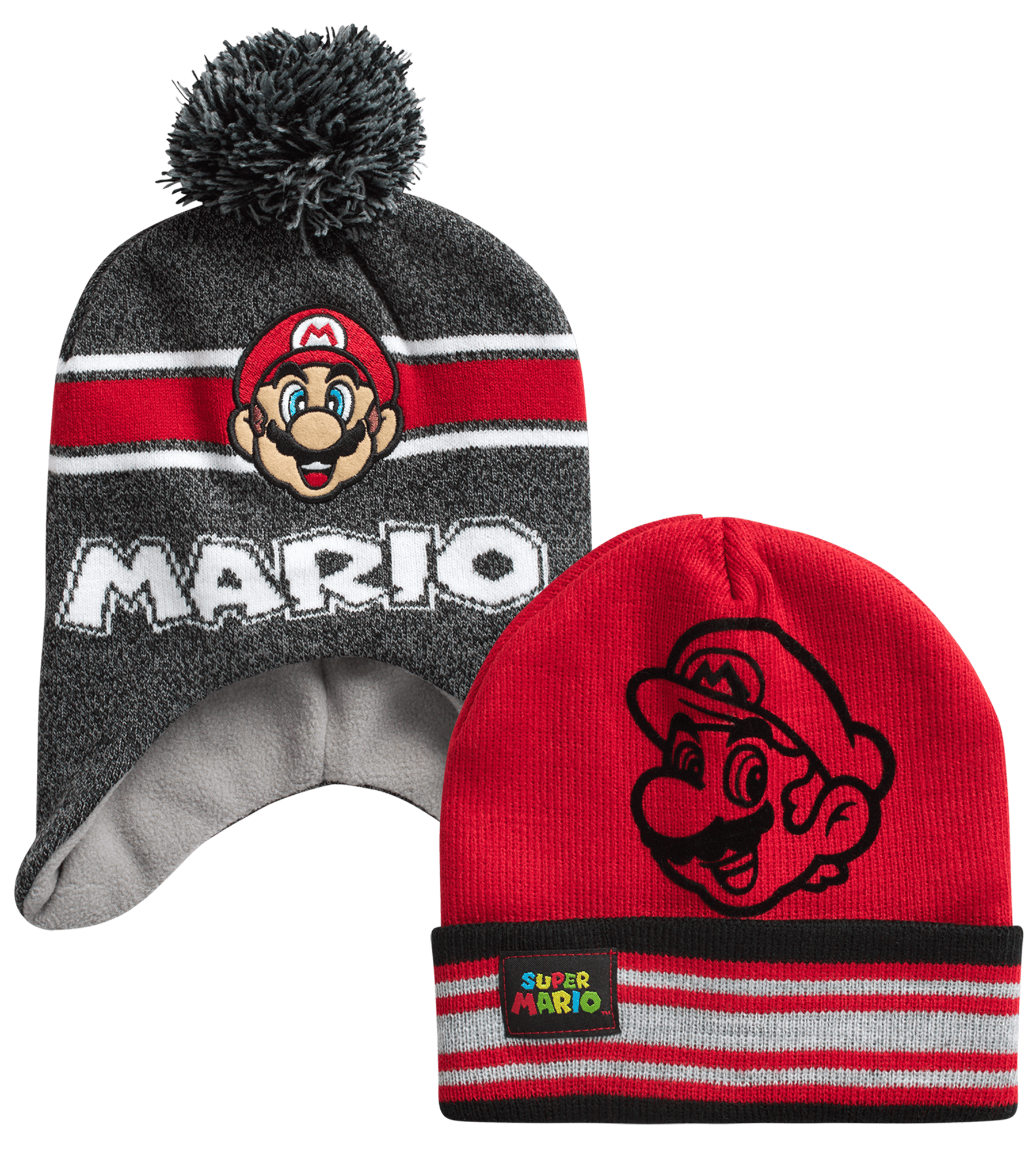 Nintendo Super Mario Bros. Boys' Winter Hat - 2 Pack Pom Pom Beanie (4 ...