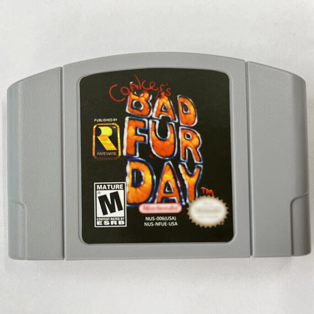 Nintendo Conkers Bad Fur Day Game Cassette Card for N64 Video Games ...