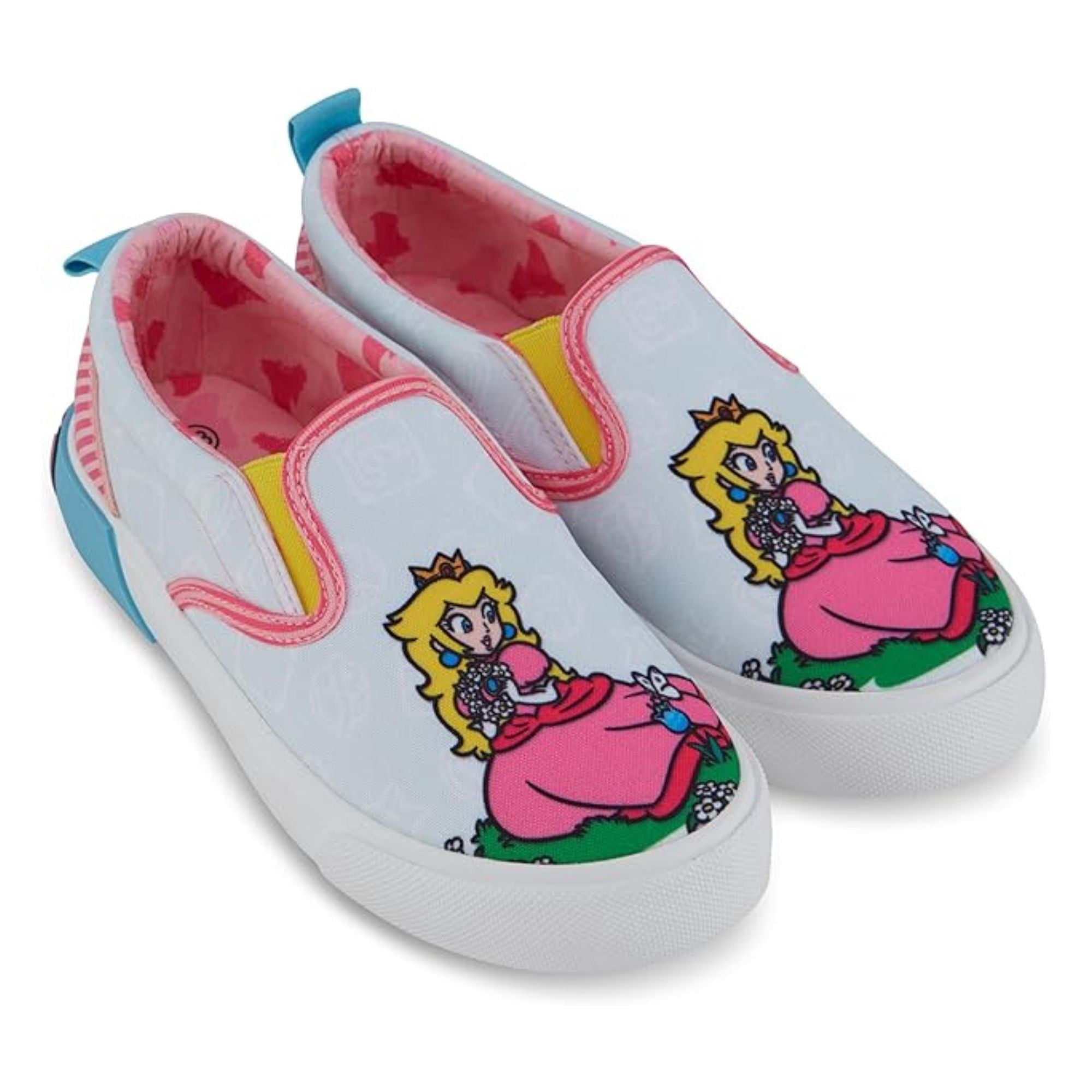 Nintendo Girls Princess Peach Sneakers, Printed Slip-on Casual Canvas ...