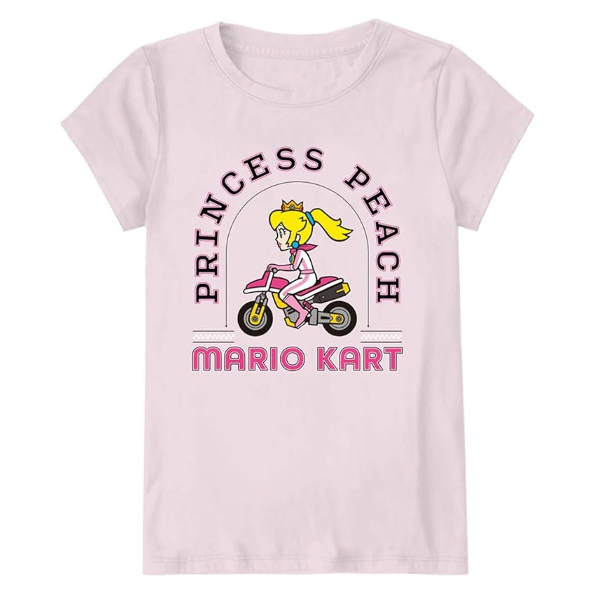 Nintendo Girls Shirt, Graphic Print Mario Kart Princess Peach T-shirt ...