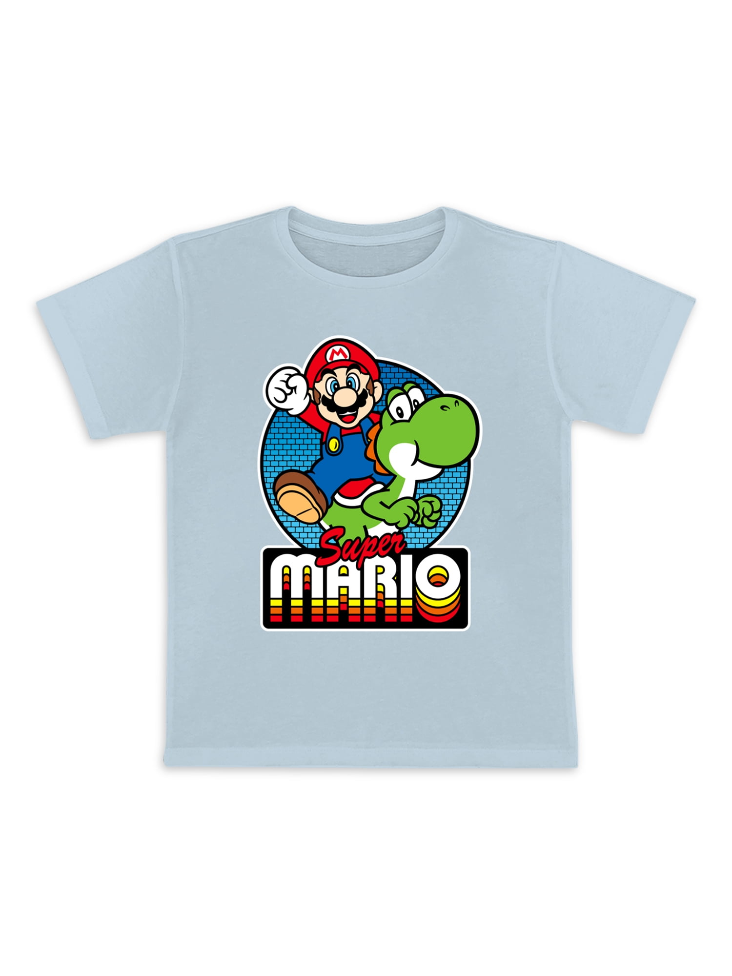 Nintendo Girls Super Mario and Yoshi, Crew Neck, Short Sleeve, Graphic ...