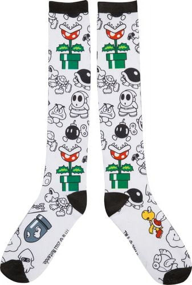 Nintendo Juniors Knee-high Socks White all Over Print Super Mario Bros ...