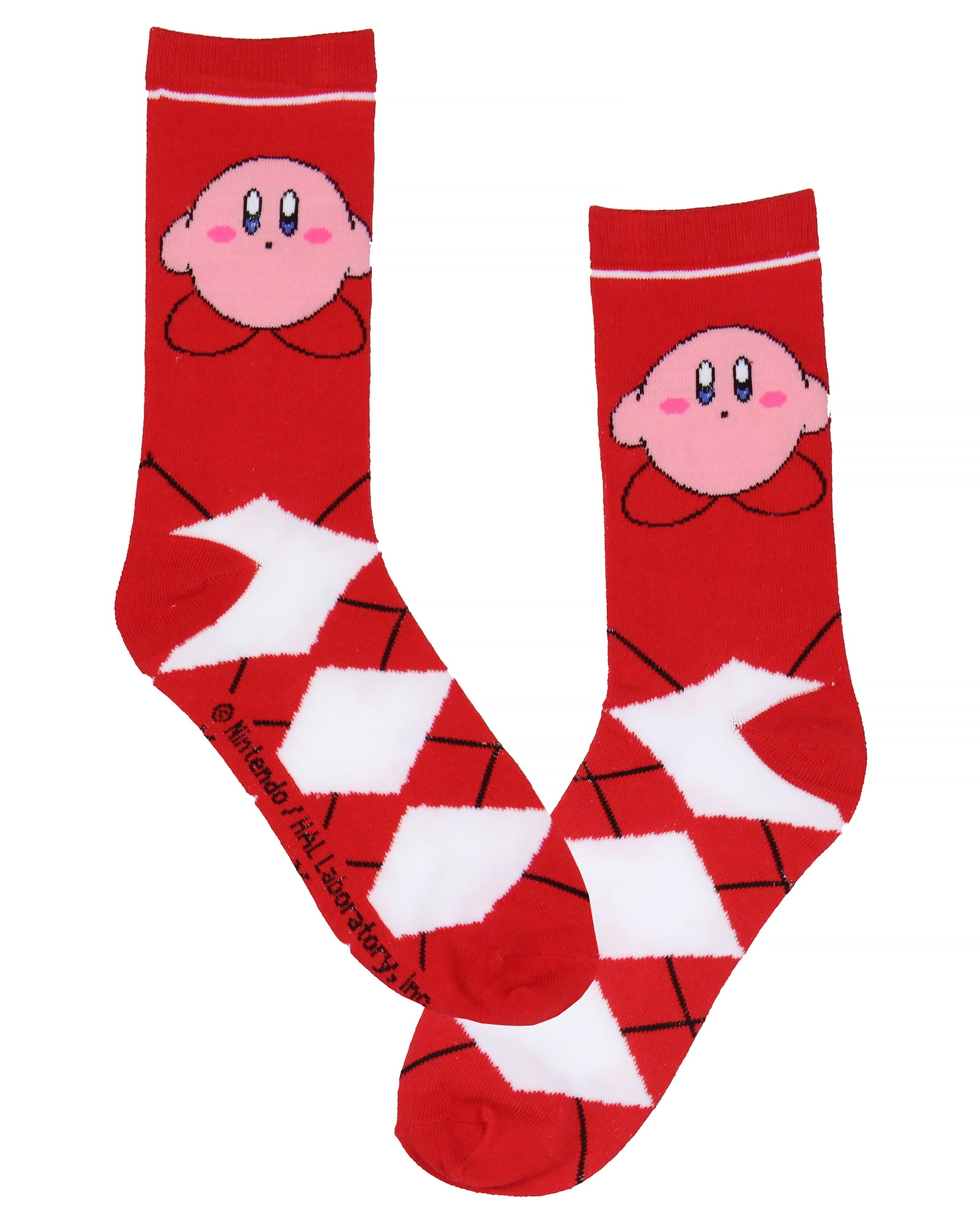 Nintendo Kirby Video Game Red Argyle Crew Socks For Men Women 1 Pair ...