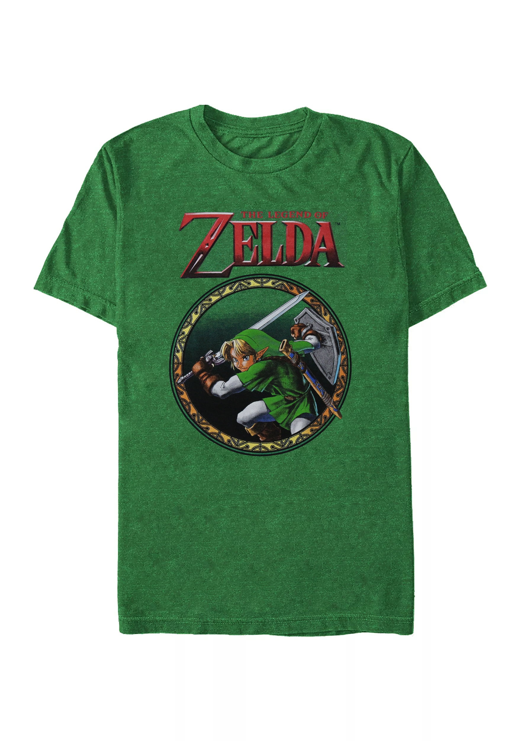 Nintendo Legend of Zelda Sword & Shield Men's Shirt, Heather Green, Large - Walmart.com