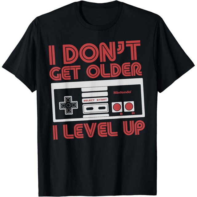 Nintendo Level Up SNES Controller Classic Fit T-Shirt - Black, Adult ...