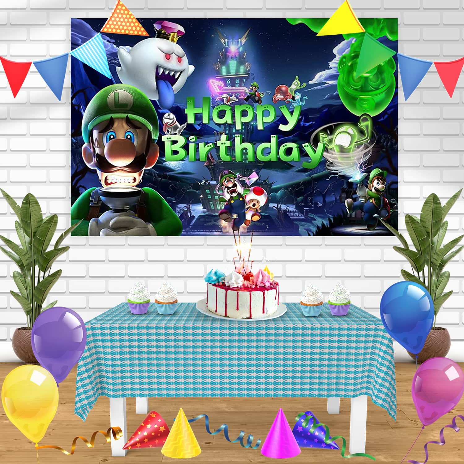 Nintendo Luigis Mansion Bn Birthday Banner Personalized Party Backdrop ...