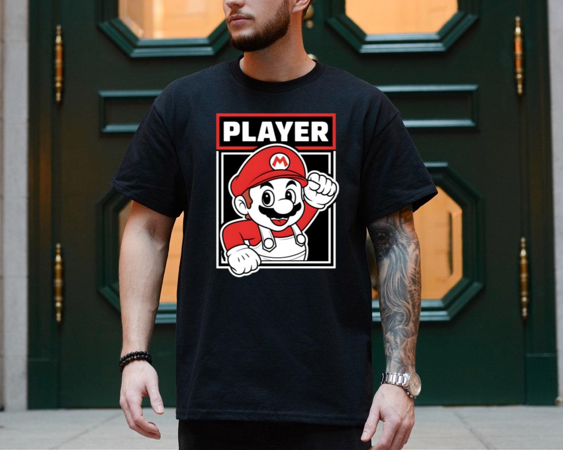 Nintendo Mario Player T-Shirt, Player Mario Monochrome Streetwear T ...