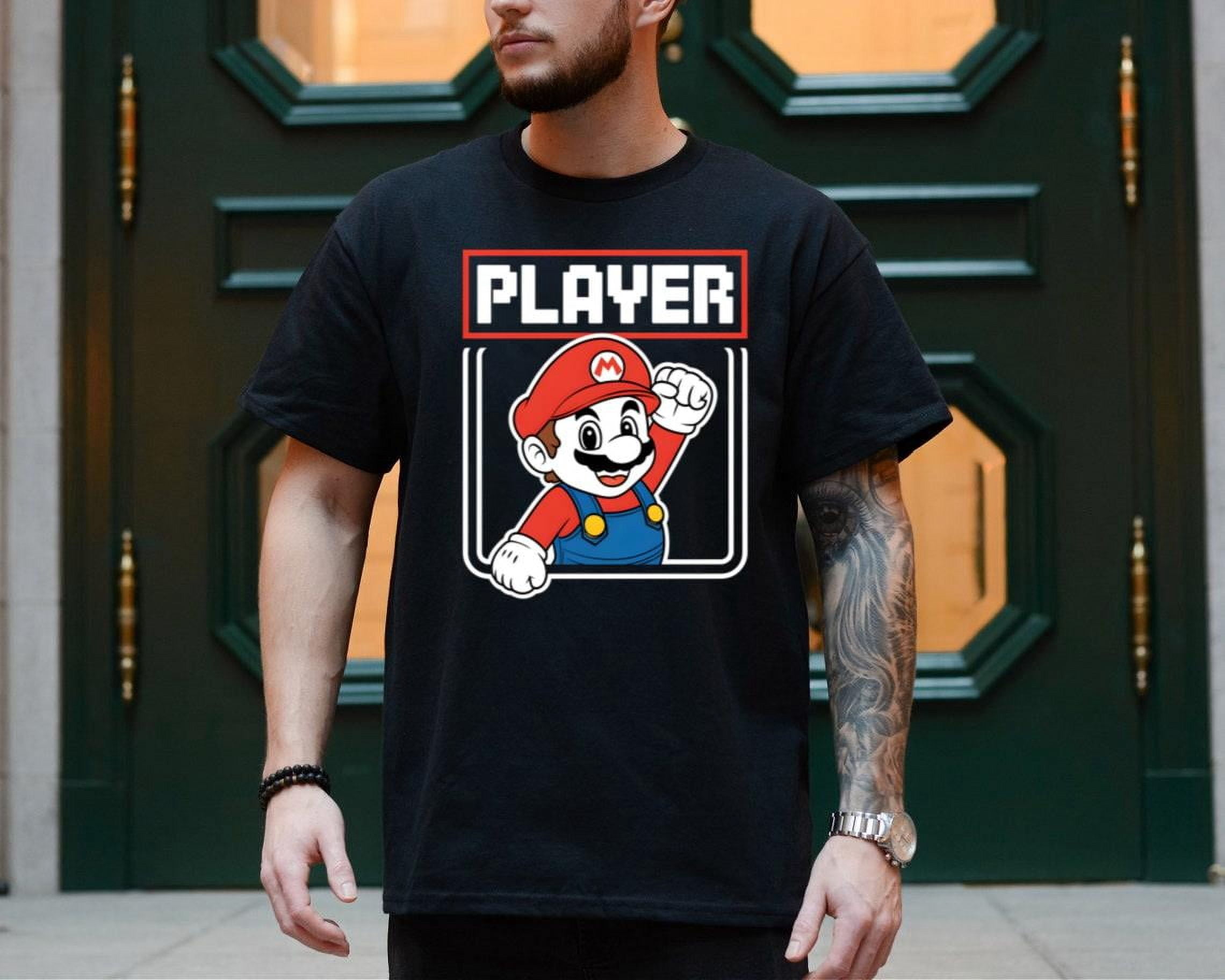 Nintendo Mario Player T-Shirt, Player Mario Monochrome Streetwear T ...