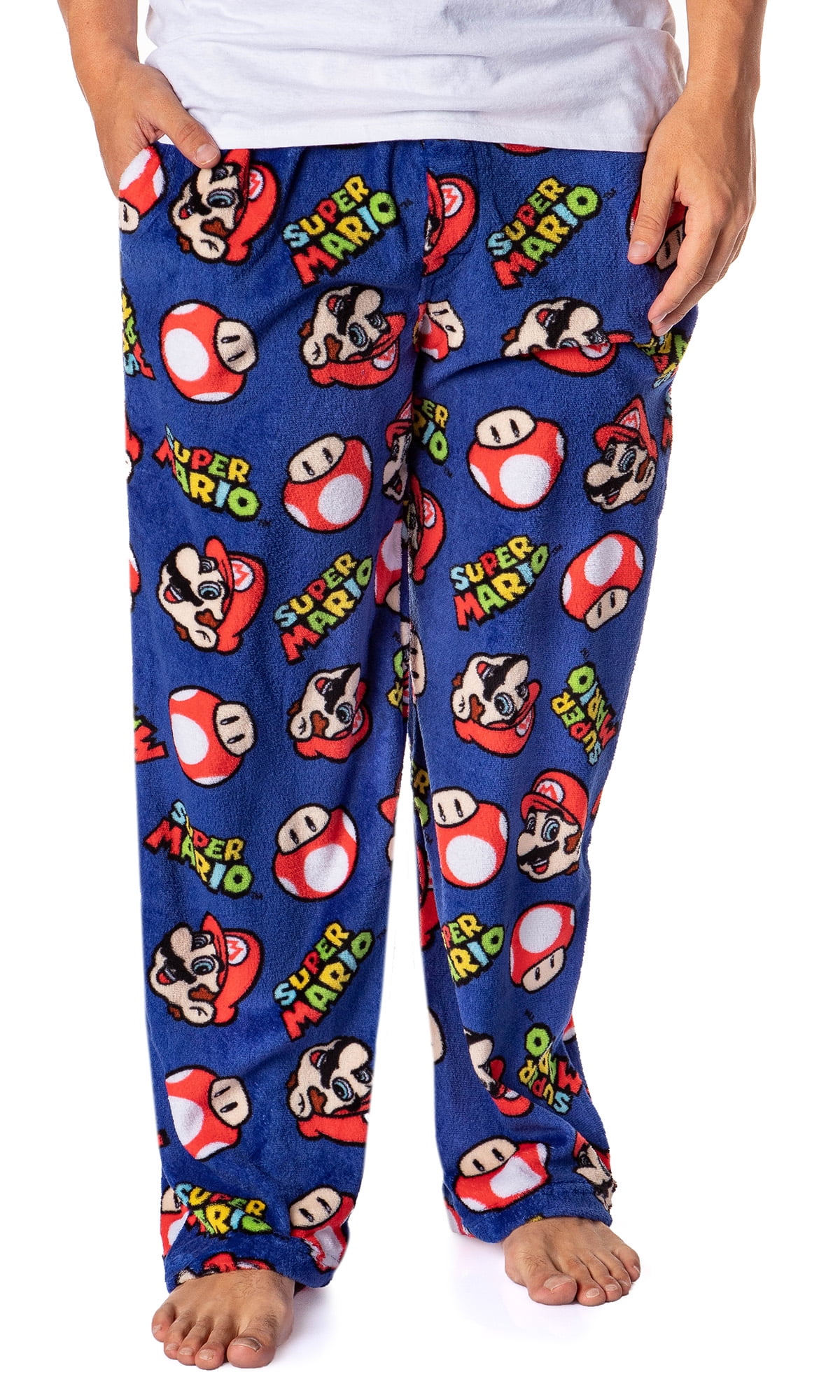 Nintendo Men's Super Mario And Mushroom Minky Plush Fleece Pajama Pants ...
