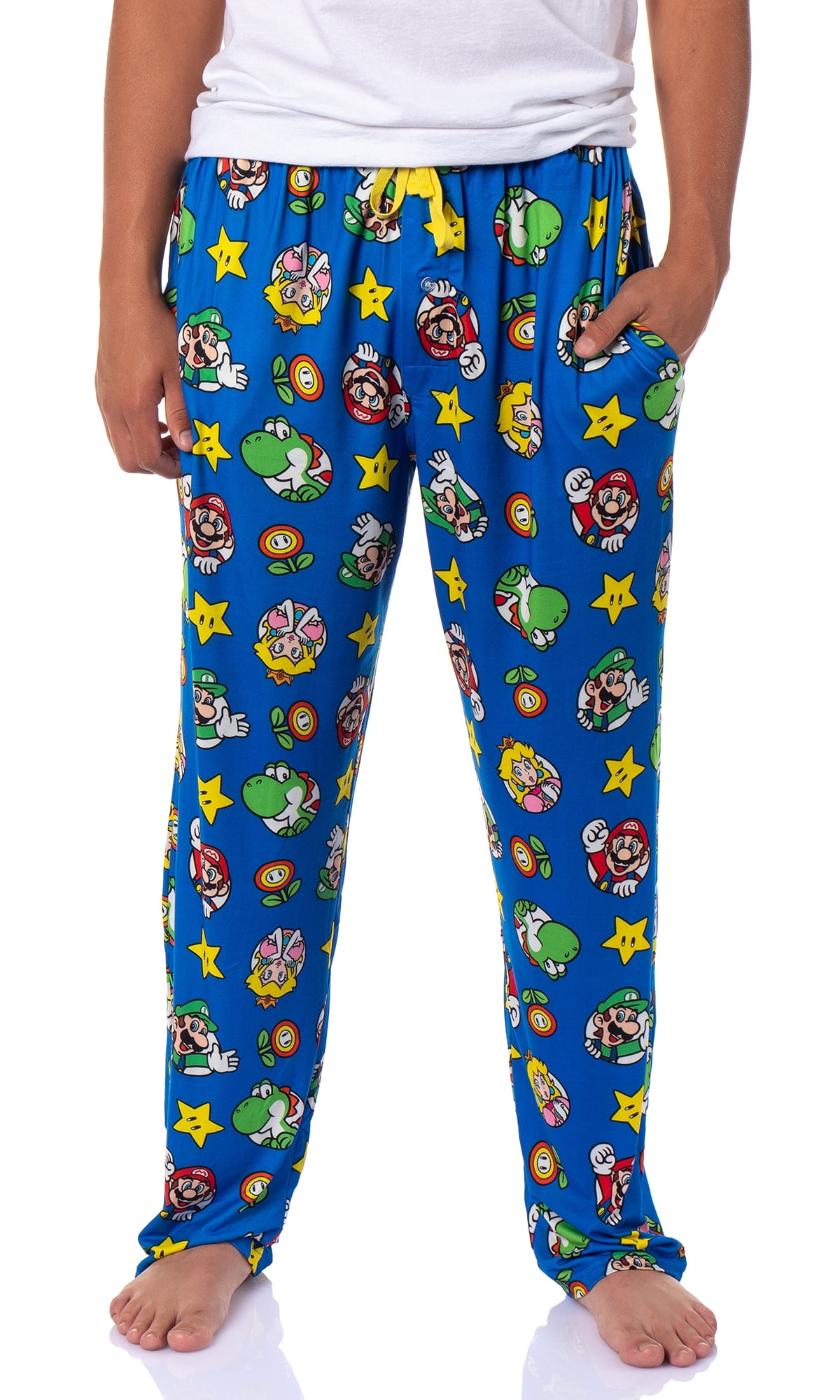 Nintendo Men's Super Mario Luigi Peach Yoshi AOP Soft Sleep Lounge ...