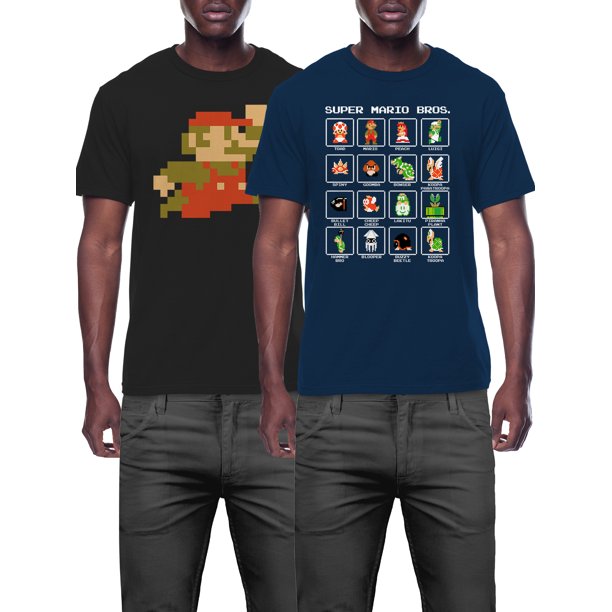 Nintendo Men's and Big Men's Super Mario Graphic T-shirt, 2-Pack, Size ...