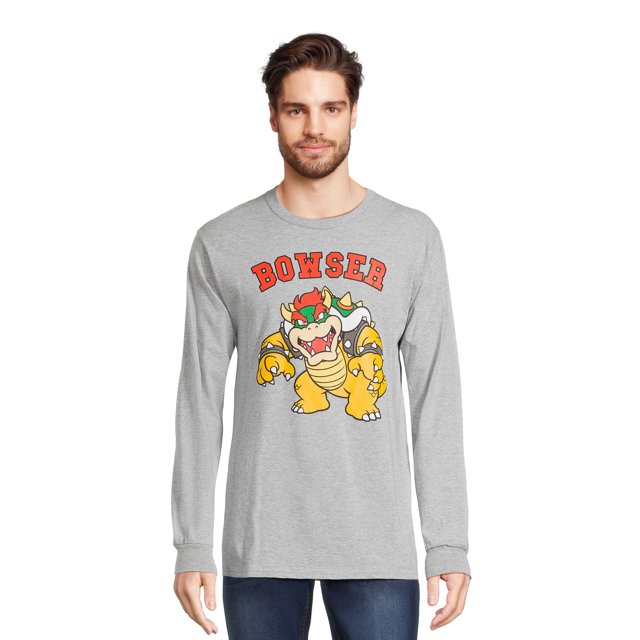Nintendo Mens & Big Mens Super Mario Bowser Long Sleeve Tee, Sizes S ...