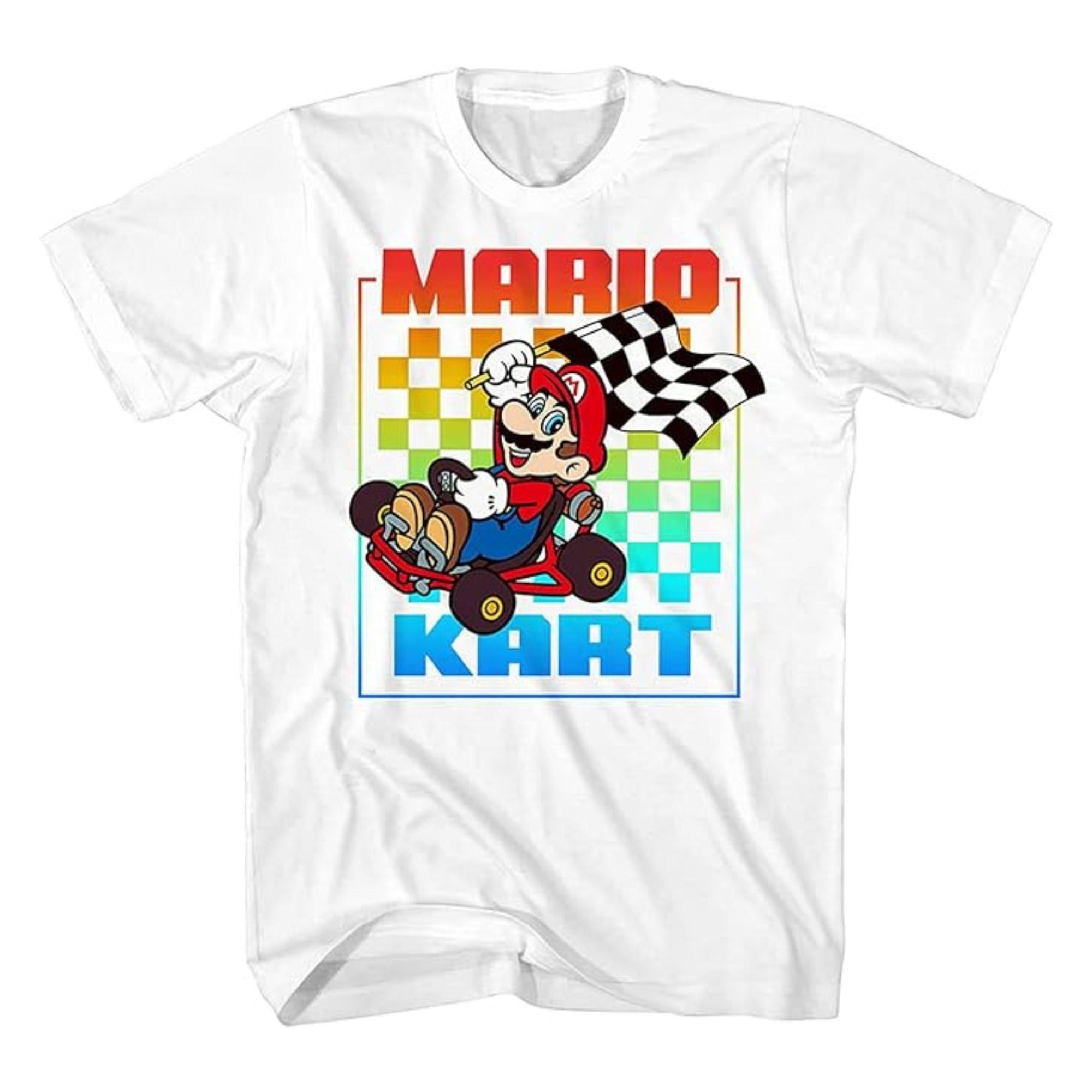 Nintendo Mens Mario Kart Shirt, Graphic Super Mario Vintage Tee White ...