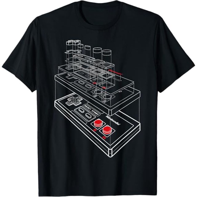 Nintendo NES Controller Exploded Schematic Graphic T-Shirt T-Shirt ...