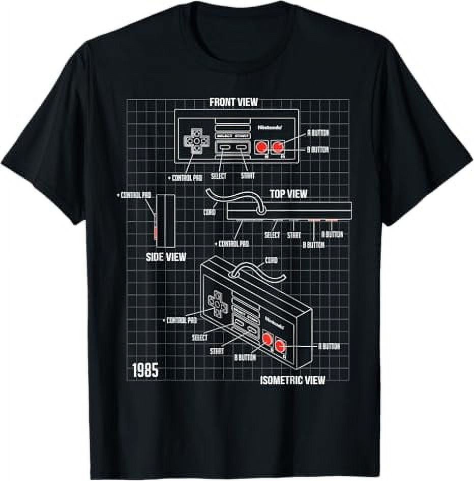 Nintendo NES Controller Parts Schematic Graphic T-Shirt - Walmart.com