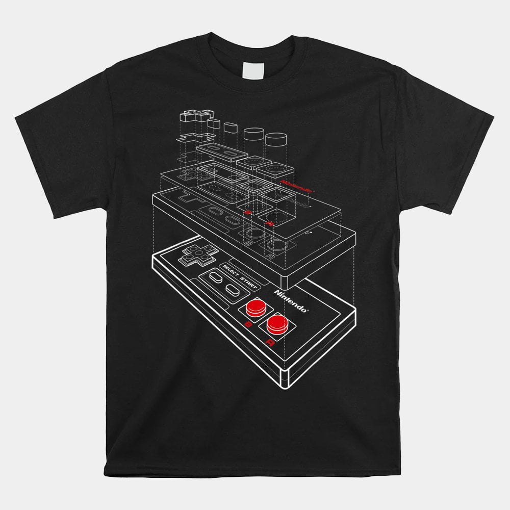Nintendo Nes Controller Exploded Schematic Shirt - Walmart.com
