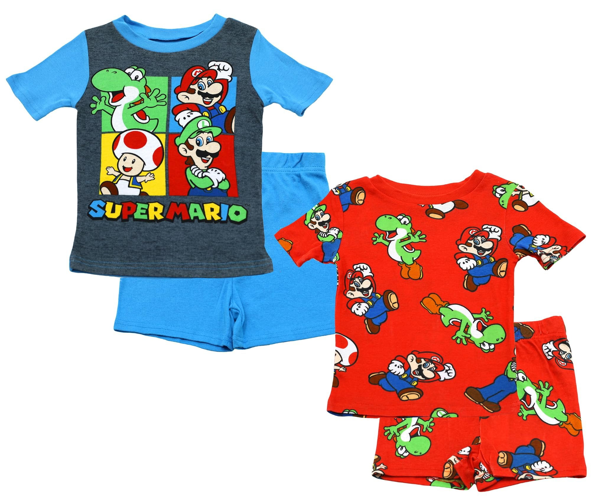 Nintendo Pj for Boys, 4 Piece Cotton Super Mario Brothers Pajamas for ...
