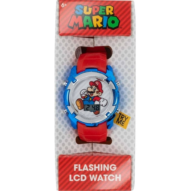 Nintendo Sauper Mario Brothers Unisex Children's LCD Watch in Red and ...