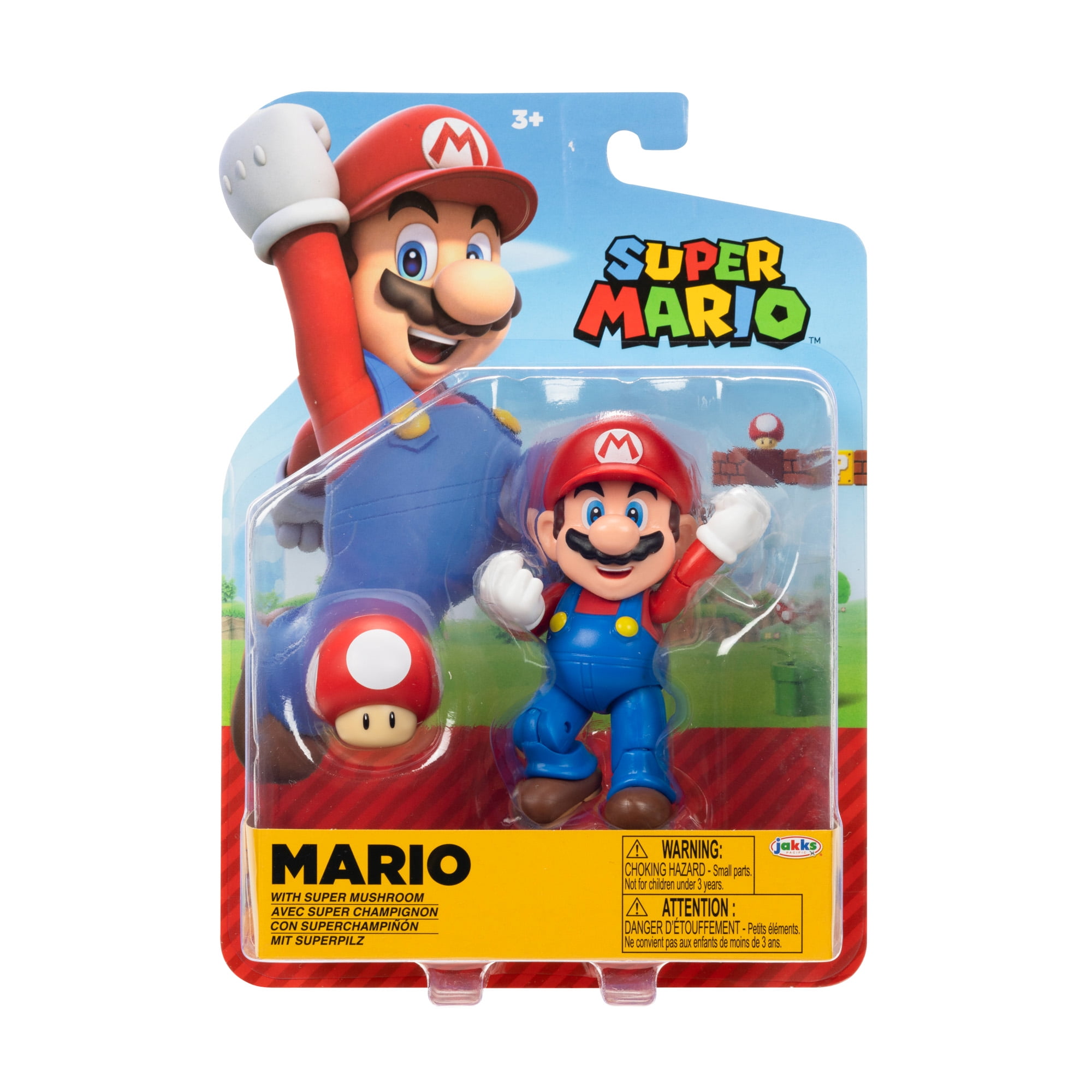 World of Nintendo Super Mario 4 inch Articulated Action Figure with Red ...