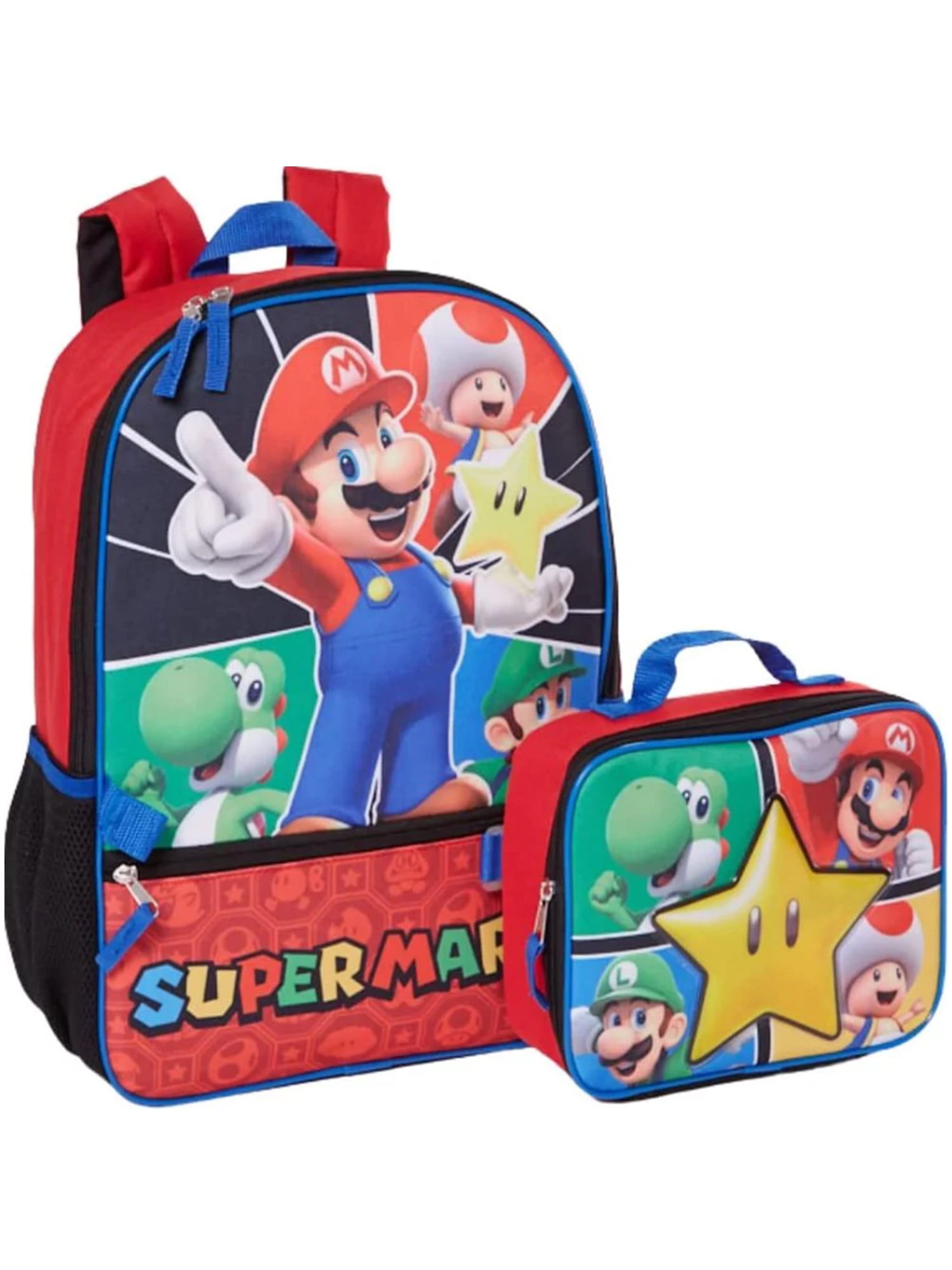 Nintendo Super Mario Backpack 16" & Insulated Lunch Bag Detachable ...