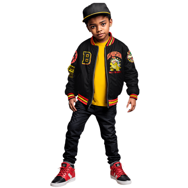 Nintendo Kids Super Mario Bros Bomber Jacket, Bowser Football Jersey ...