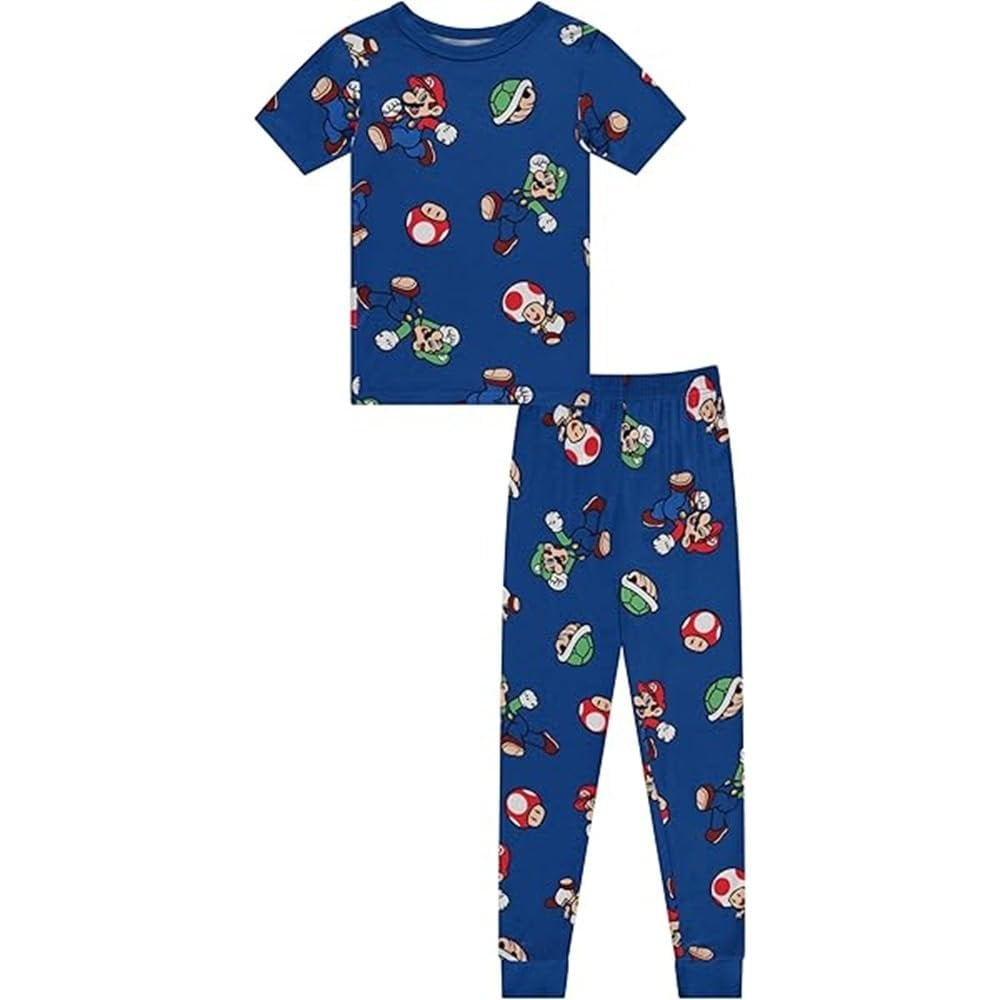Nintendo Super Mario Boys' Pajama Set Short Sleeve Top & Pants ...