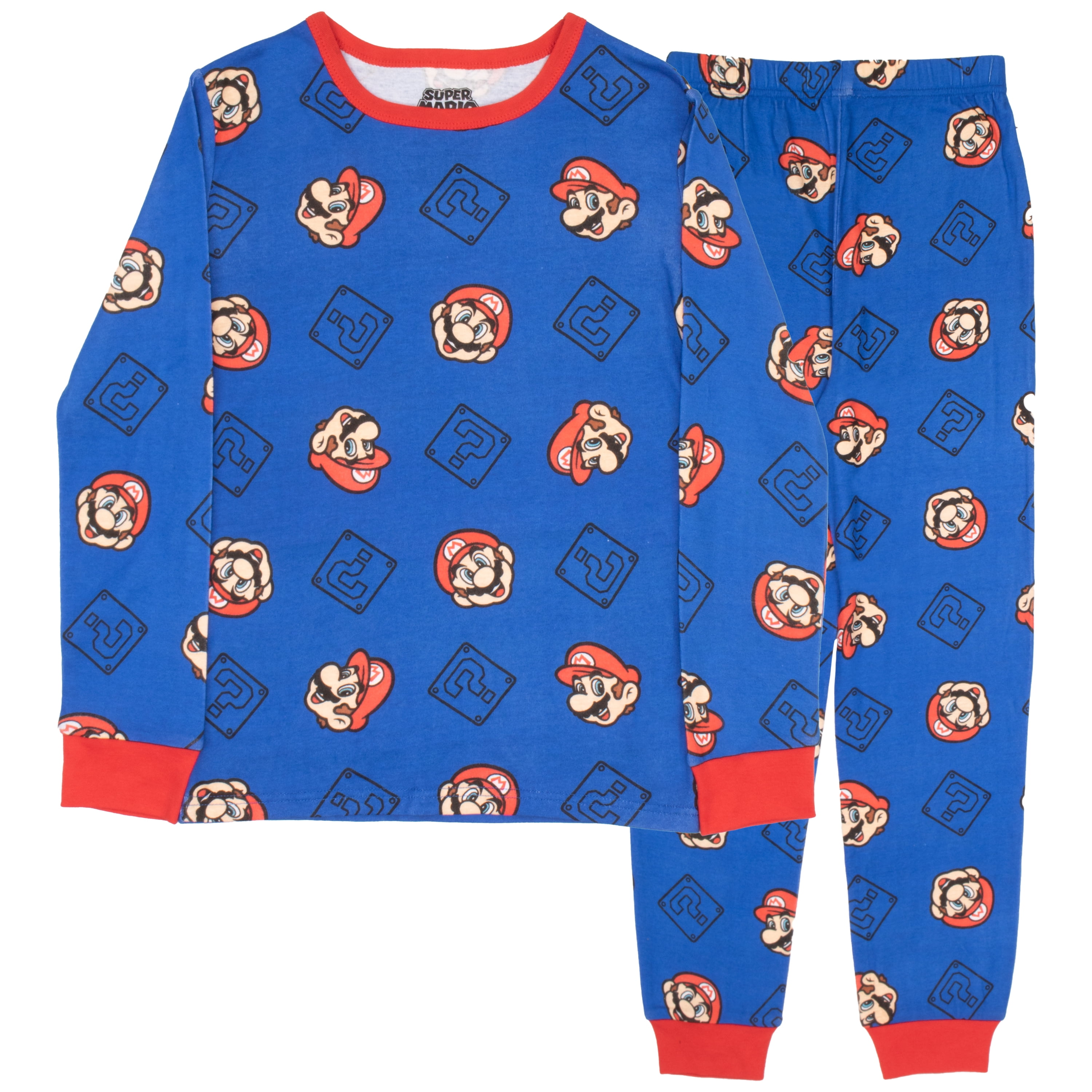 Nintendo Super Mario Boys Pajamas 2 Piece PJs Set Long Sleeve Top ...