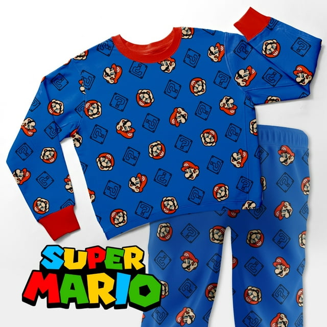 Nintendo Super Mario Boys Pajamas 2 Piece PJs Set Long Sleeve Top ...