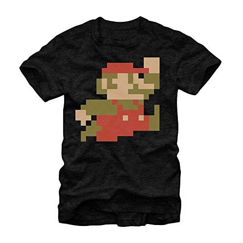 Nintendo Super Mario Bros 8-Bit Pixel Sprite T-Shirt-Black (Large ...