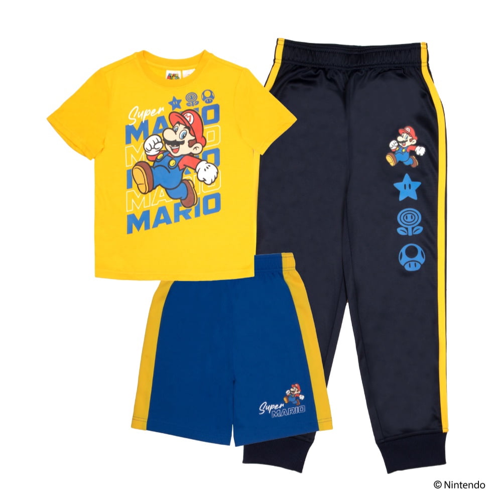 Nintendo Super Mario Bros Boys 3-Piece Set - Short Sleeve T-Shirt ...