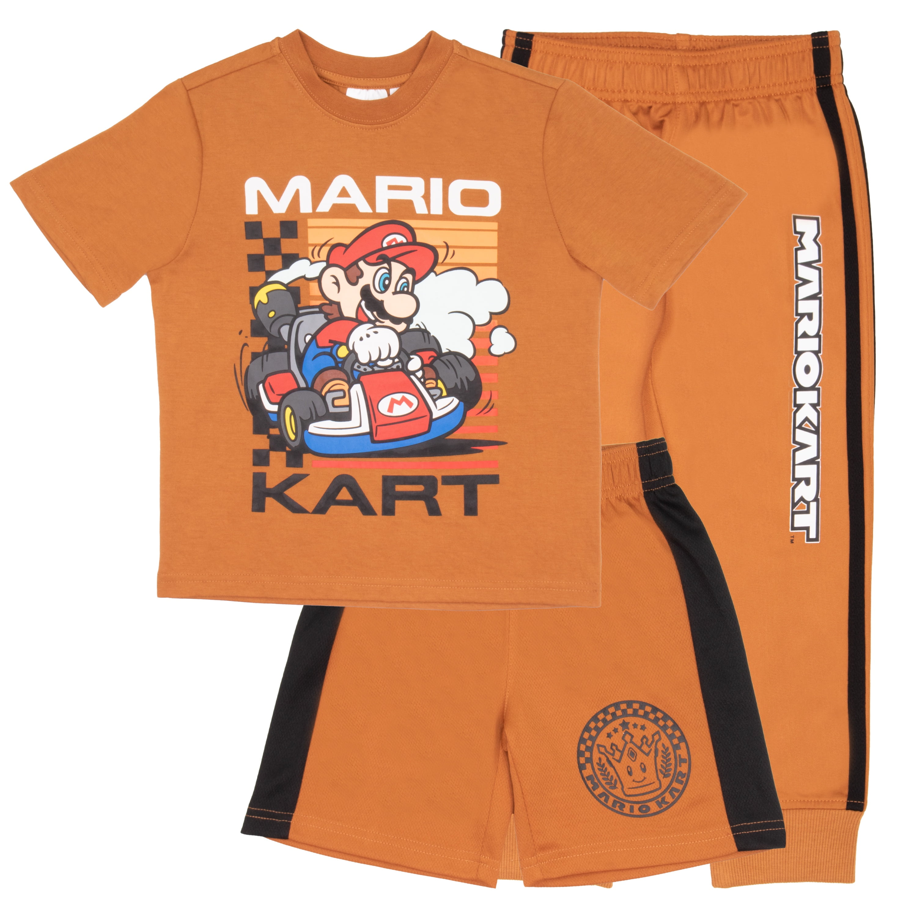 Nintendo Super Mario Bros Boys 3-Piece Pants Set - Short Sleeve T-Shirt ...