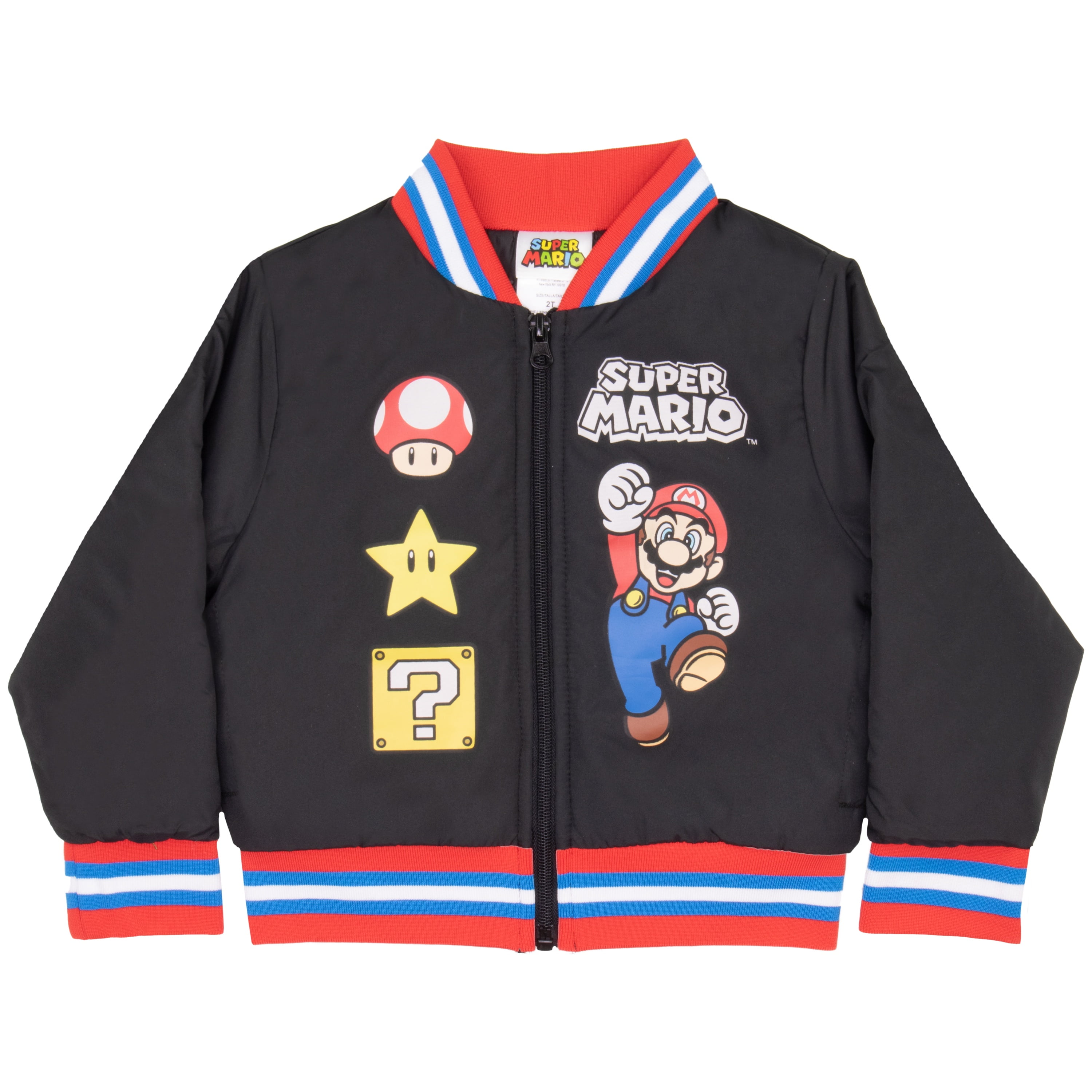 Nintendo Super Mario Bros Boys Bomber Jacket, Zip-Up Varsity Jacket for ...