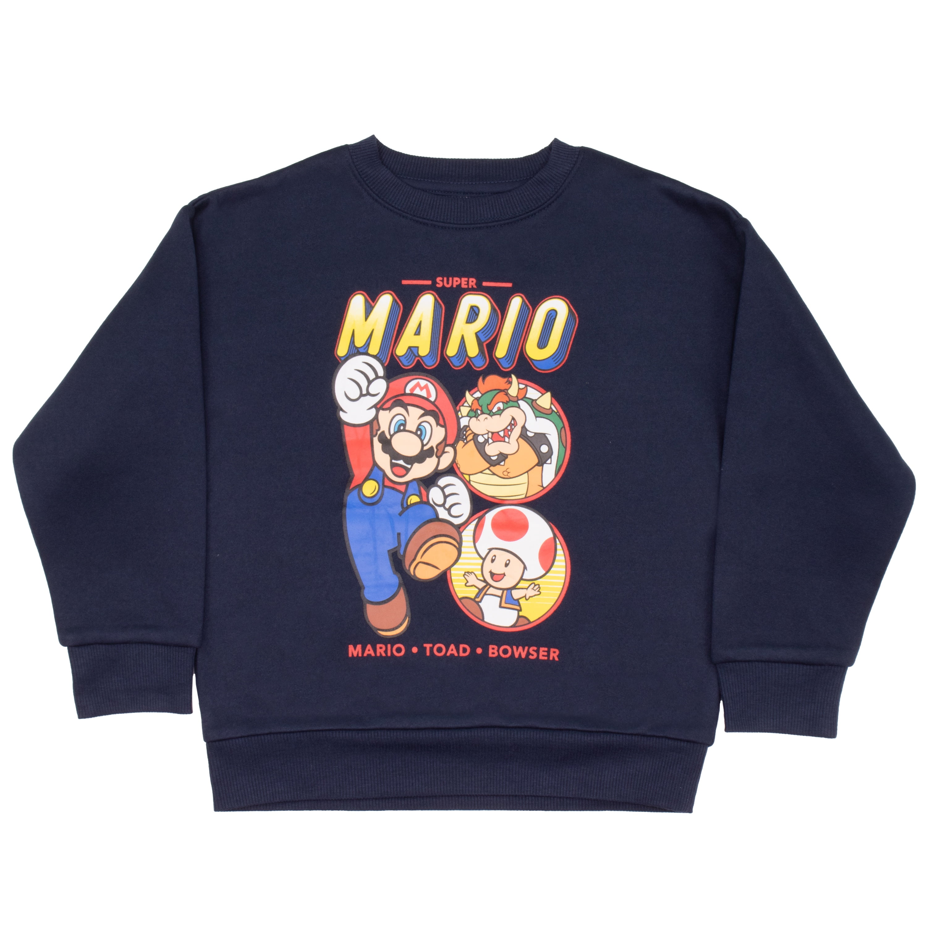 Nintendo Super Mario Bros Boys Long Sleeve Crewneck Sweatshirt Super ...