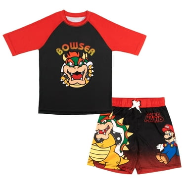 Nintendo Super Mario Bros Boys Swim Wear Rash Guard Set Super Mario 2 ...