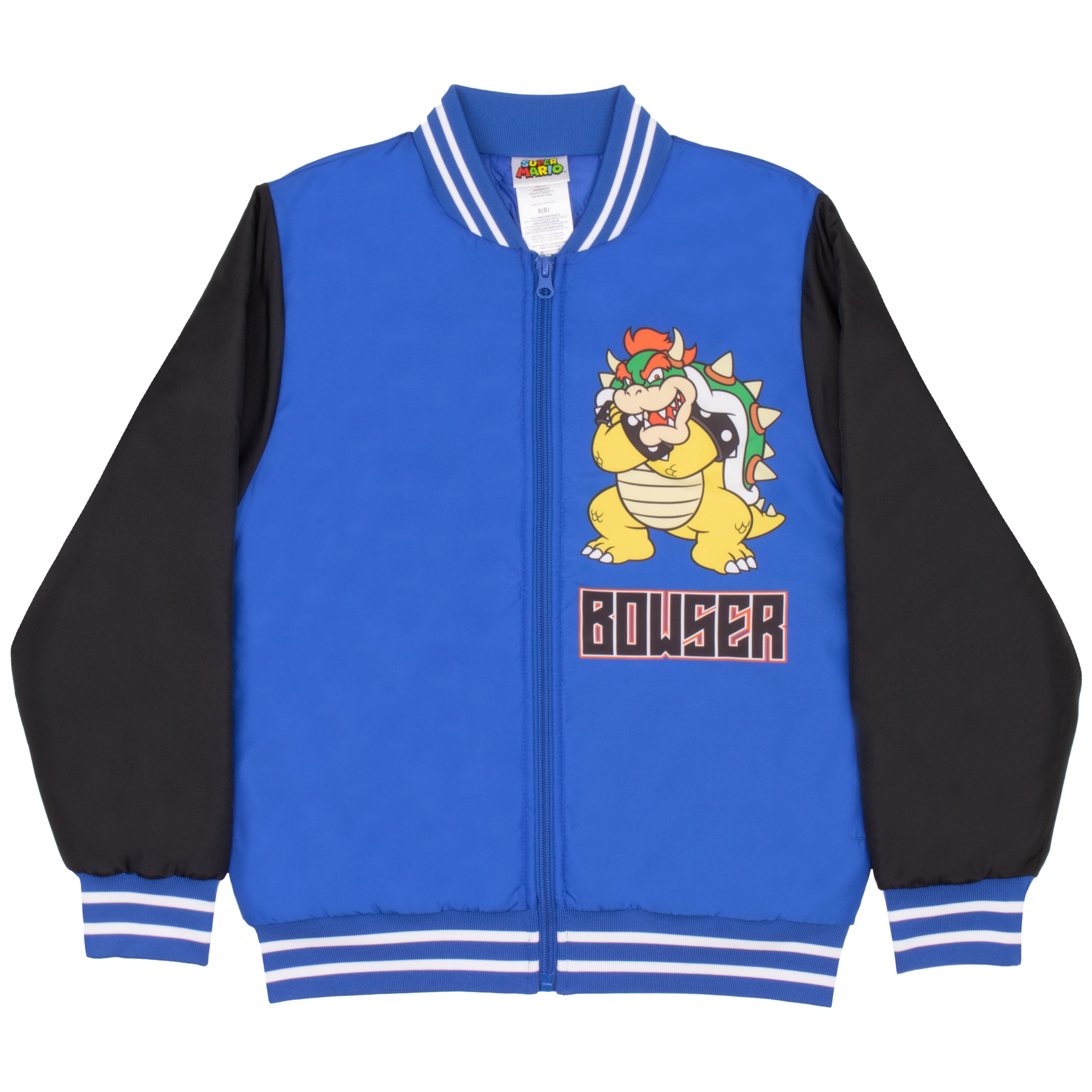 Nintendo Super Mario Bros Boys Varsity Bomber Jackets Zip-Up Bowser ...