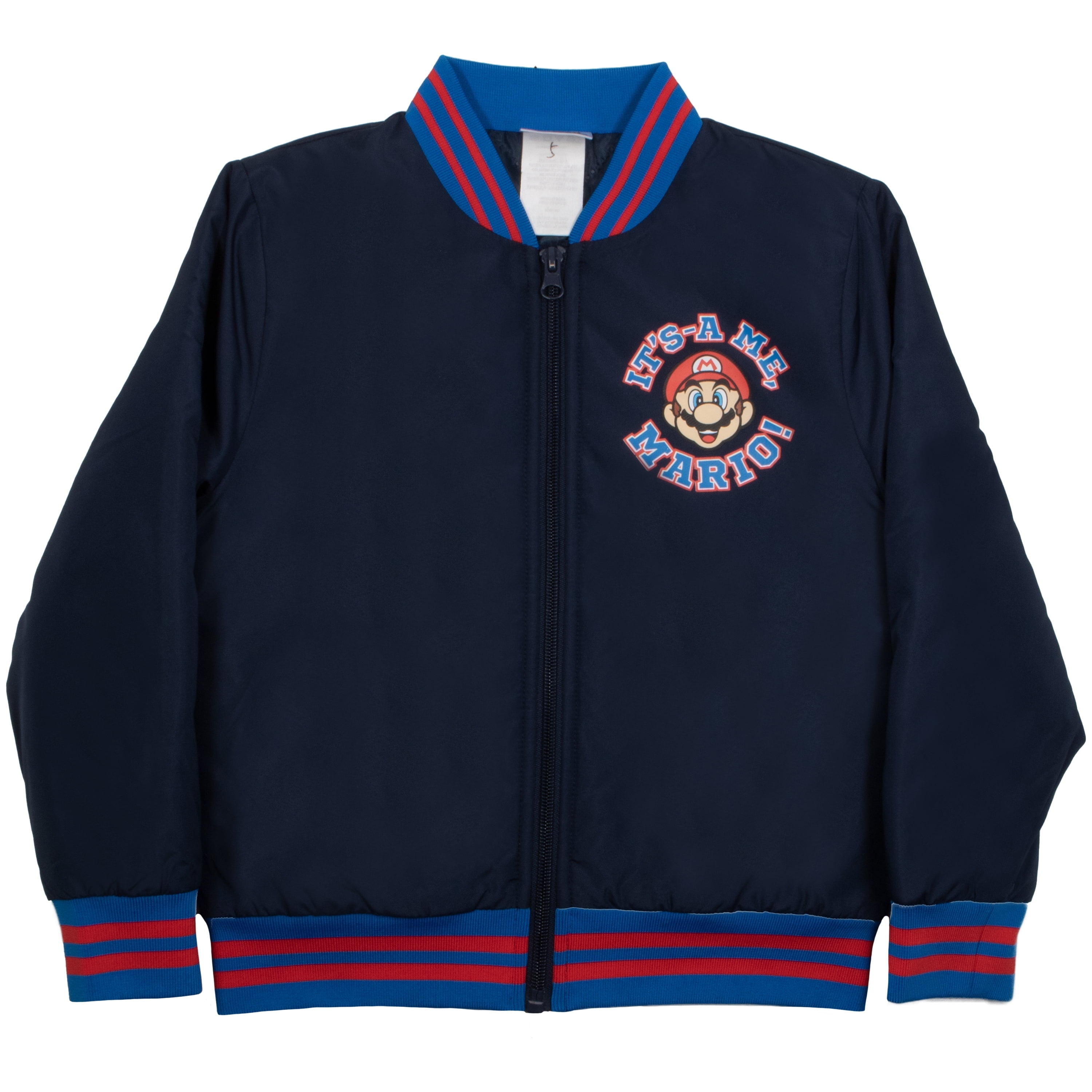Nintendo Super Mario Bros It's-A Me, Mario! Boys Bomber Jacket, Zip-Up ...