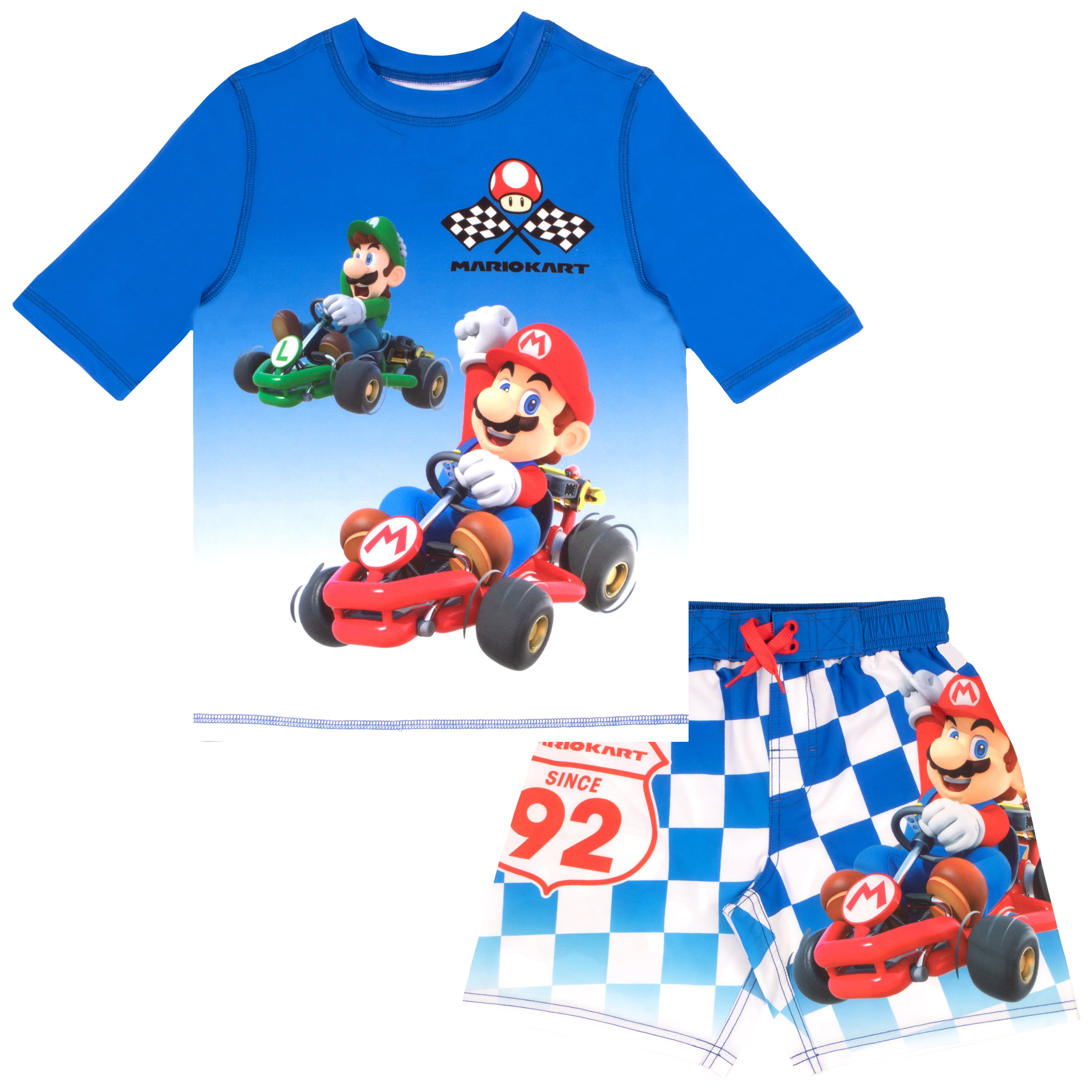 Nintendo Super Mario Bros Mario Kart Checkered Flag Boys 2-Piece ...