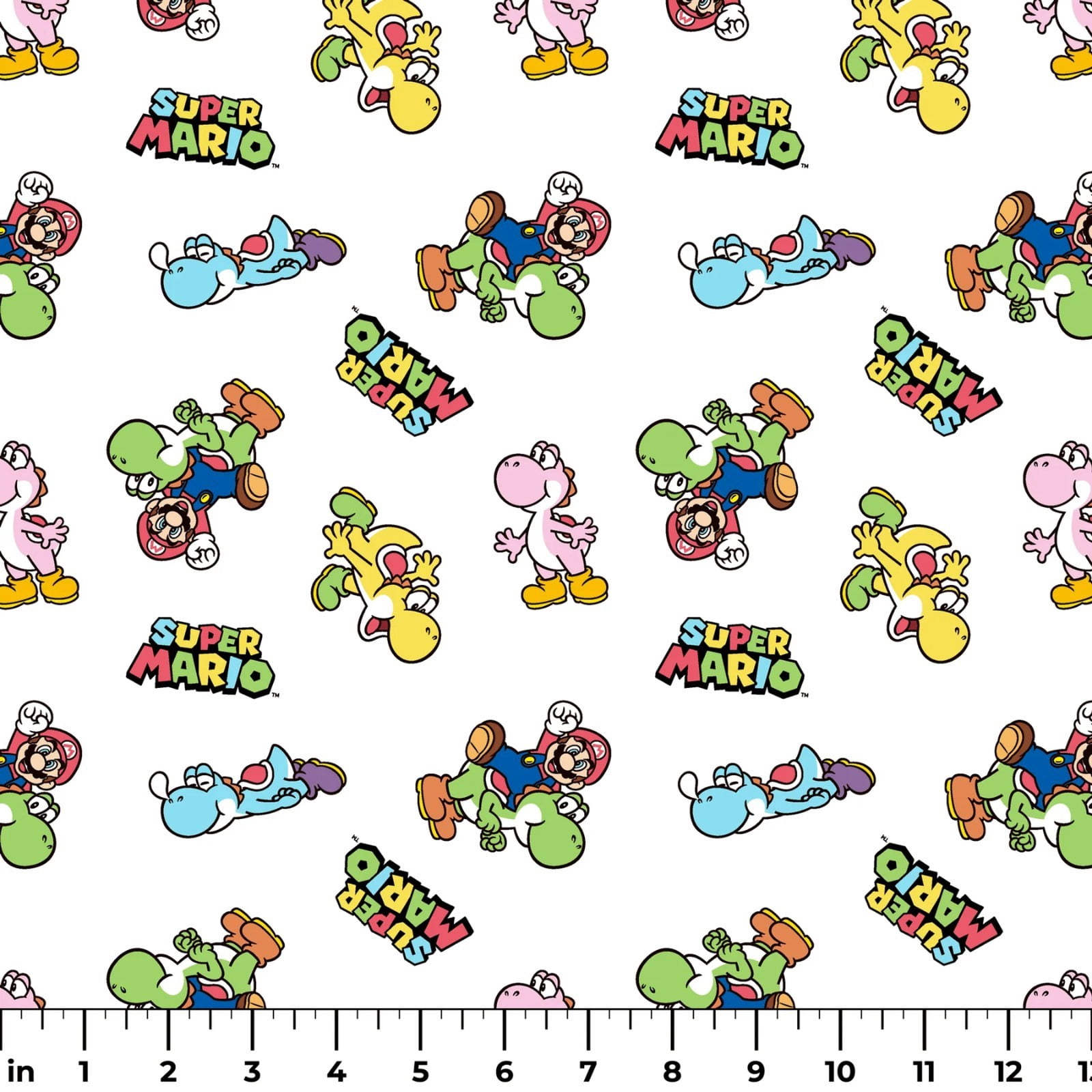 Nintendo Super Mario Bros. Mario and Yoshi Toss Cotton Fabric (1 yard ...