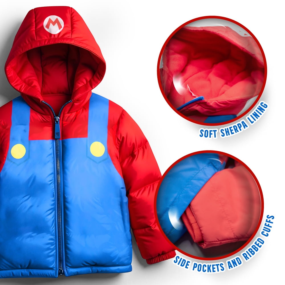 Nintendo Super Mario Bros Winter Jacket for Boys Mario Kart Graphic ...