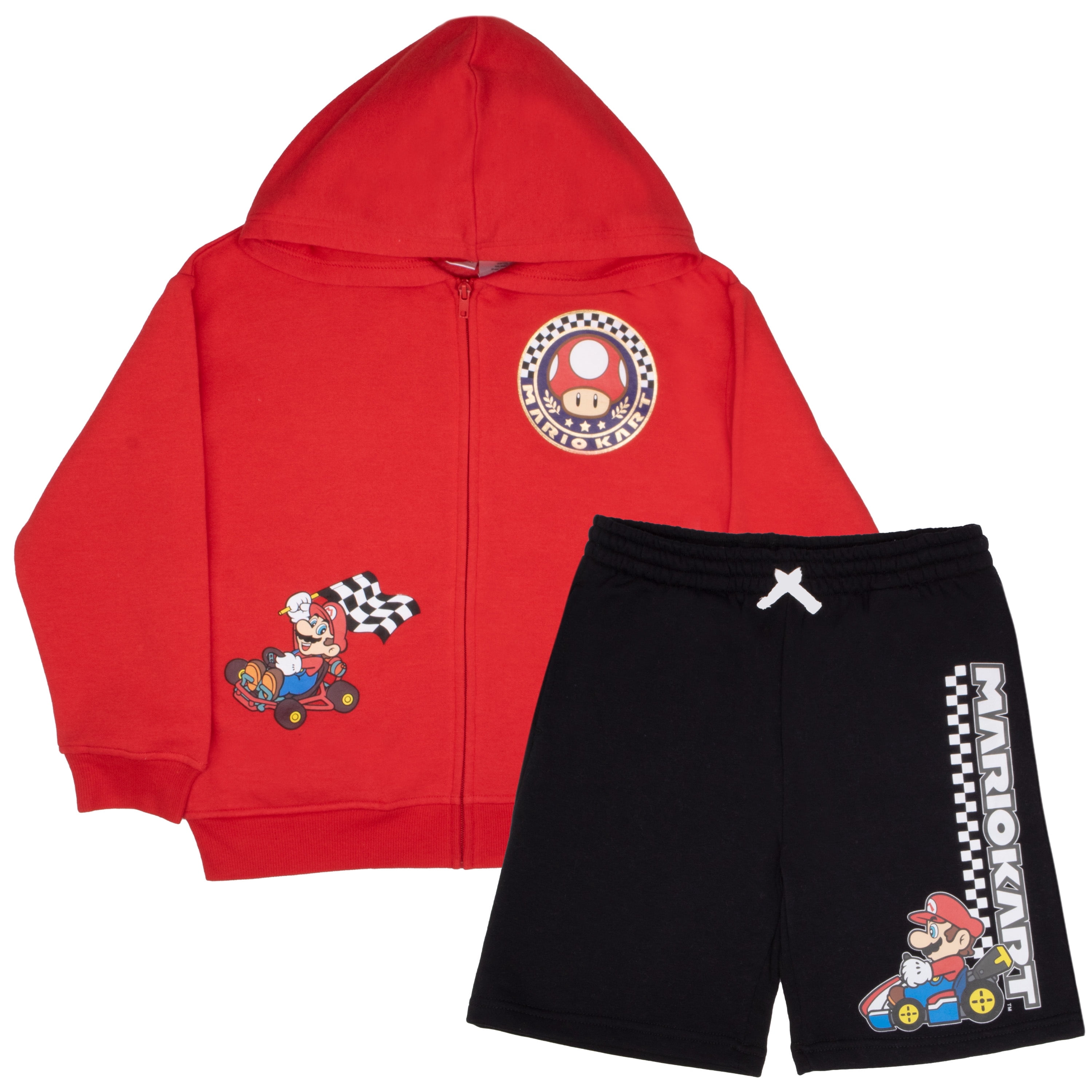 Nintendo Super Mario Bros. Zip-Up Hoodie and Shorts 2-Piece Set - Mario ...