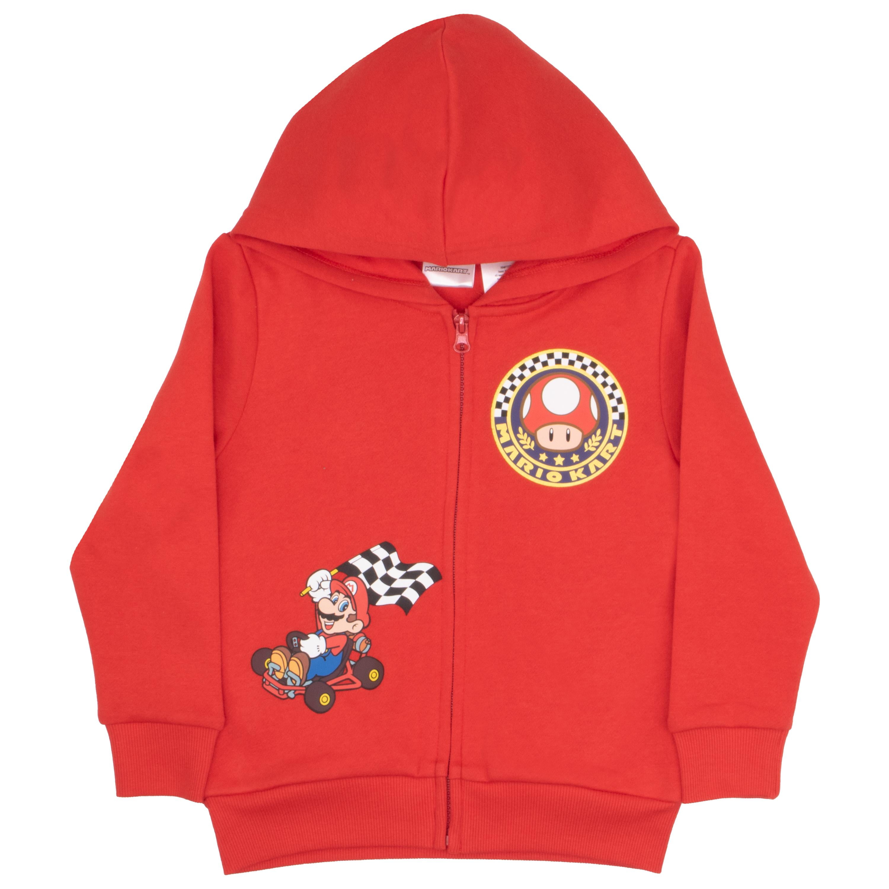 Nintendo Super Mario Brothers Boy's Hoodie - Mario Kart Zip-Up Hooded ...