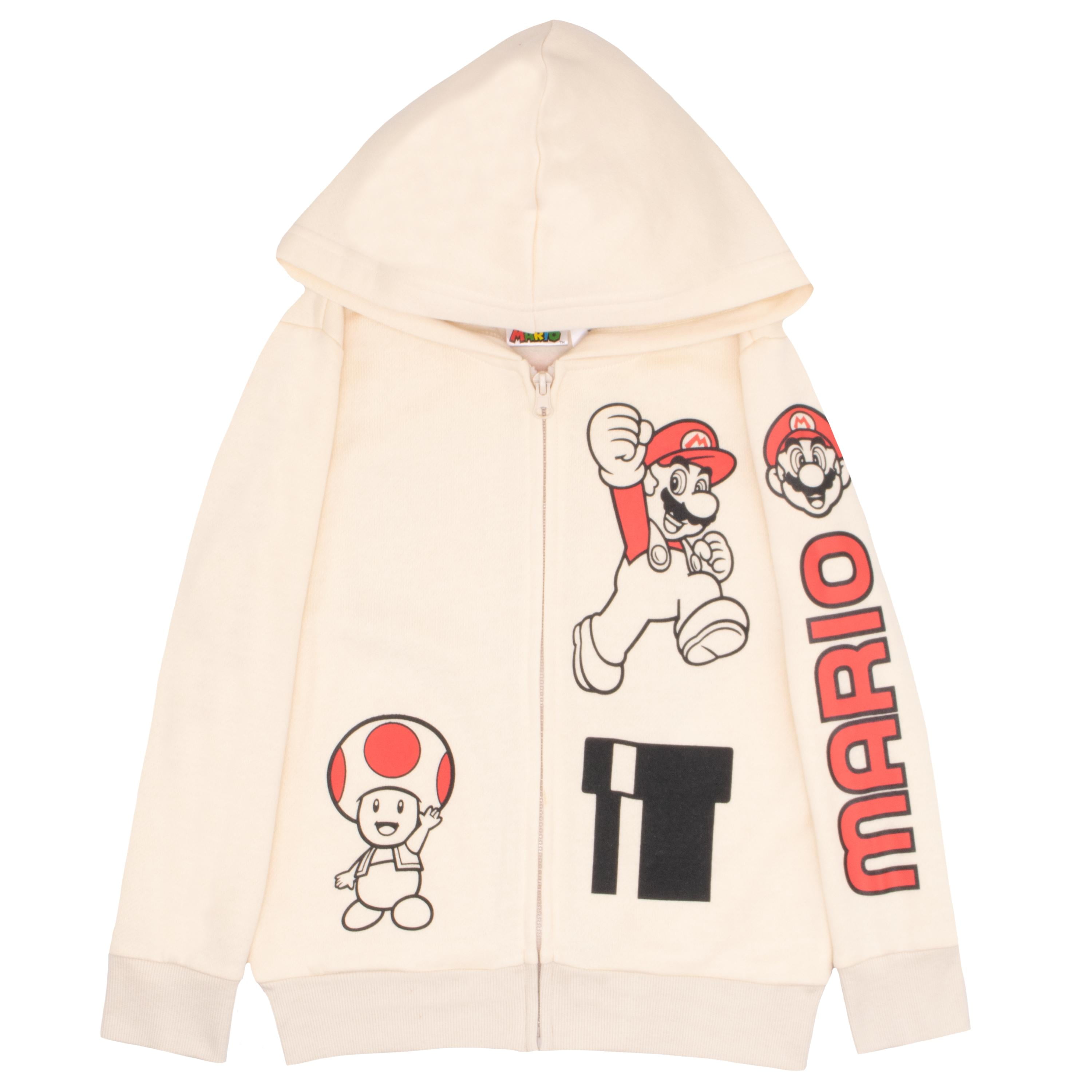 Nintendo Super Mario Brothers Boy's Hoodie - Mario Zip-Up Hooded ...