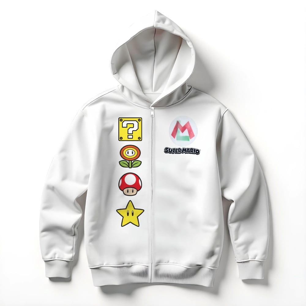 Nintendo Super Mario Brothers Boy's Hoodie - Mario and Luigi Zip-Up ...