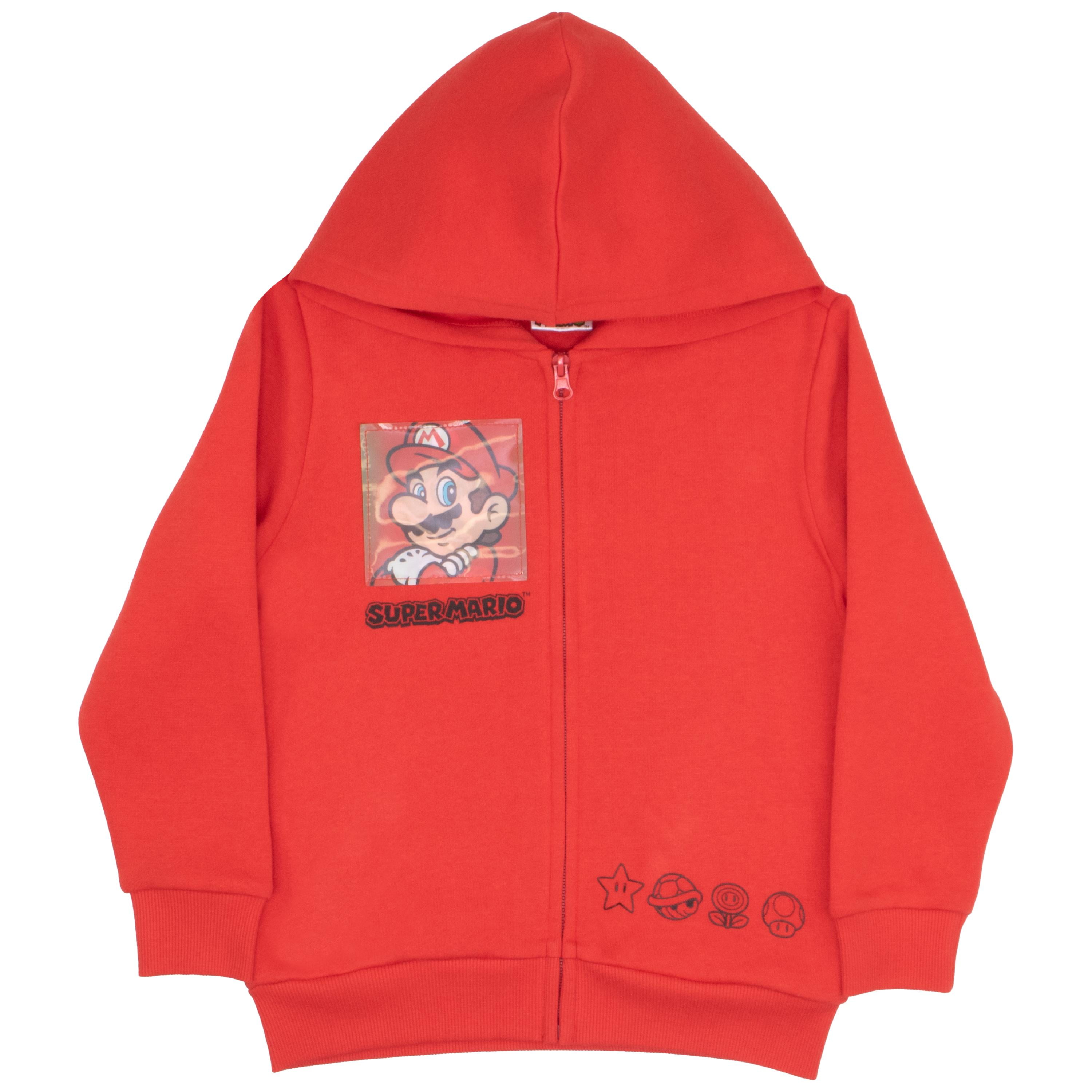 Nintendo Super Mario Brothers Boy's Hoodie - Zip-Up Hooded Sweatshirt ...