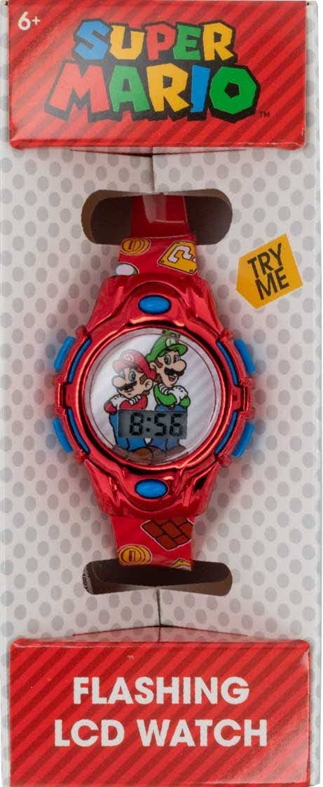 Nintendo Super Mario Brothers Unisex Child LCD Watch with Red and Blue ...